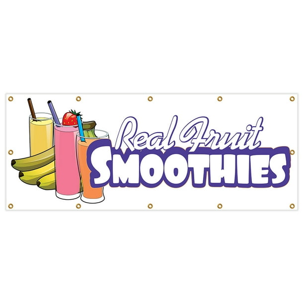 Real Fruit Smoothies Banner 48 X 120 Heavy Duty 13 Oz Vinyl Banners