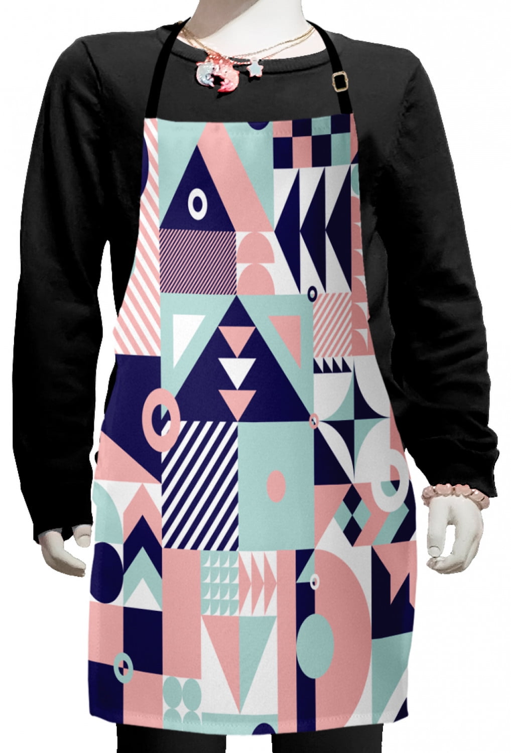 Geometric Kids Apron, Contemporary Art Design Formed of Groovy Shapes ...