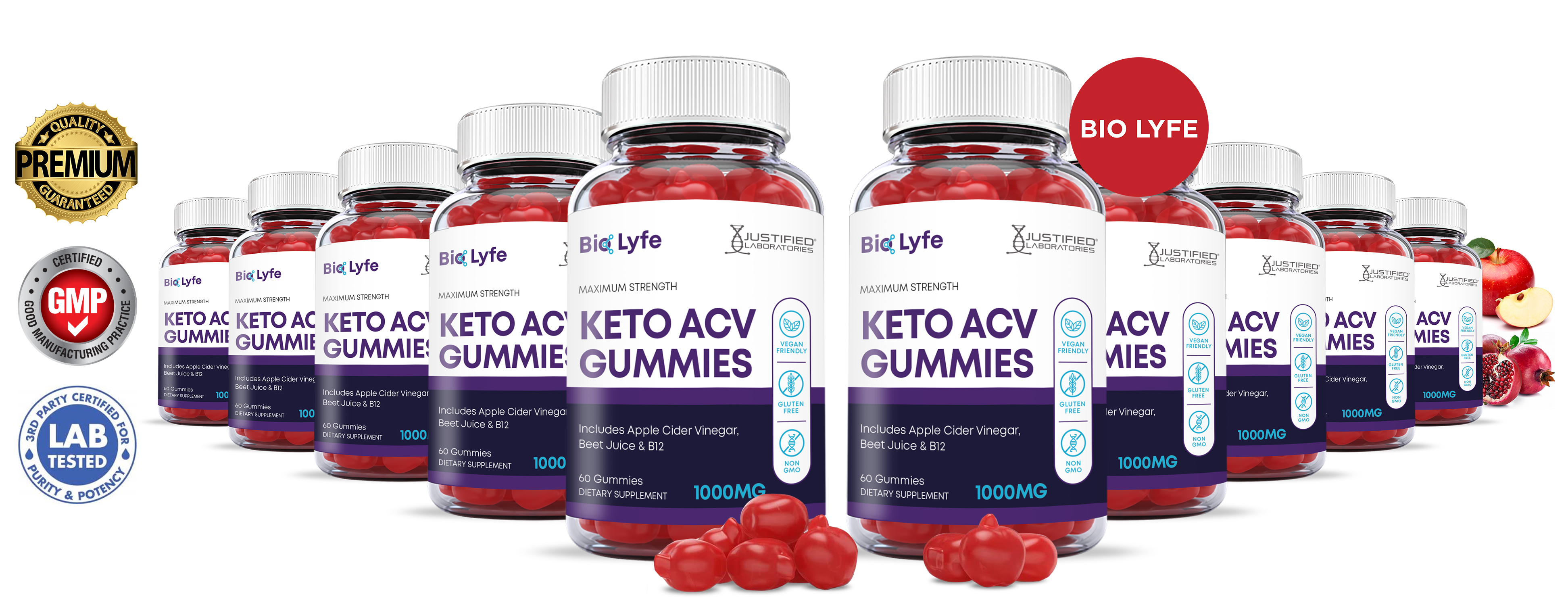 (10 Pack) Bio Lyfe Keto ACV Gummies 1000MG Dietary Supplement 600 ...