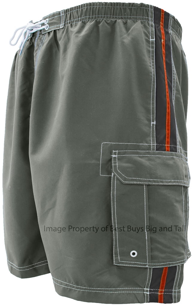 Big Men’s Cargo Swim Trunks 3-Stripe by H2O Sport Tech 2XL to 8XL ...