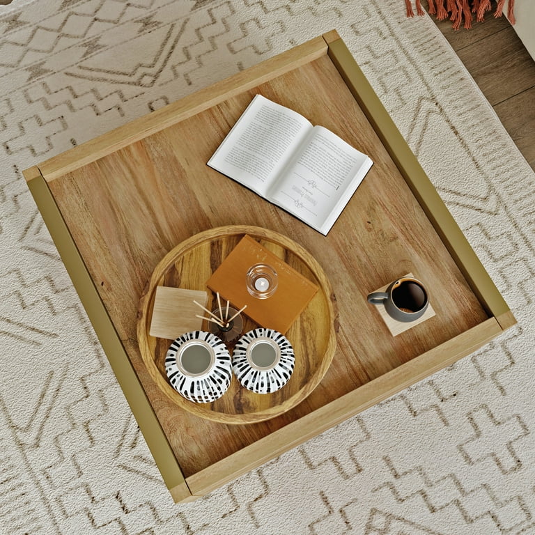 Sauder Manhattan Gate Modern Square Coffee Table with Storage Sindoori Mango Finish
