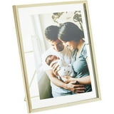 8-Pack Set of Golden 5x7 Floating Glass Photo Frames for Tabletop and ...