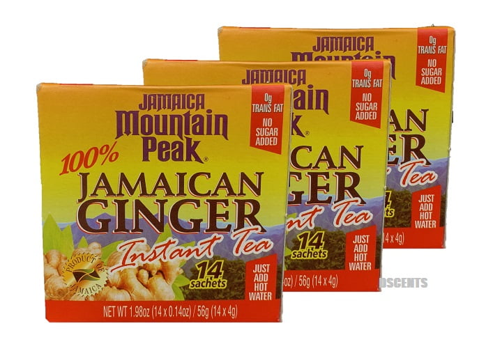 3 Pack Jamaica Mountain Peak Jamaican Ginger Instant Tea 14 Sachets 0. ...