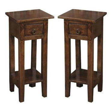 Home Square Narrow Wood Side Table in Sky Blue & Antique Iron - Set of ...