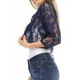 Women's Casual Lace Bolero Crochet Open Cardigan 3/4 Sleeve Sheer Cover ...