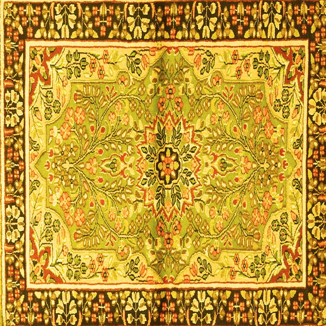 Ahgly Company Indoor Square Persian Yellow Traditional Area Rugs, 6 ...
