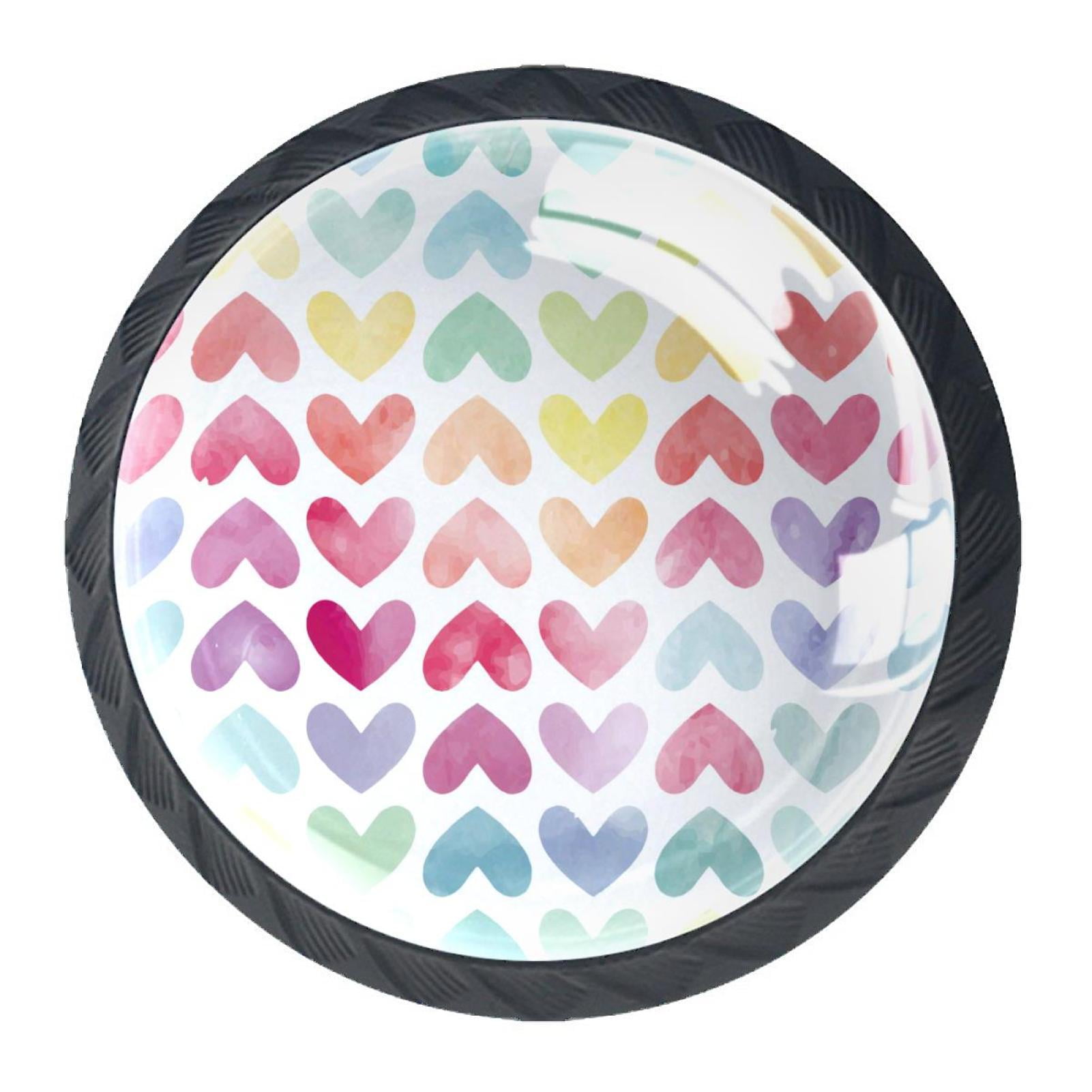 4 Pcs Watercolor Hearts Knobs for Kitchen Cabinet Cupboard Dresser ...