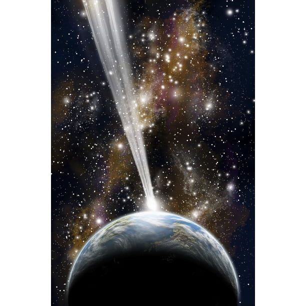 An artist's depiction of an Earth-like planet in deep space facing an ...