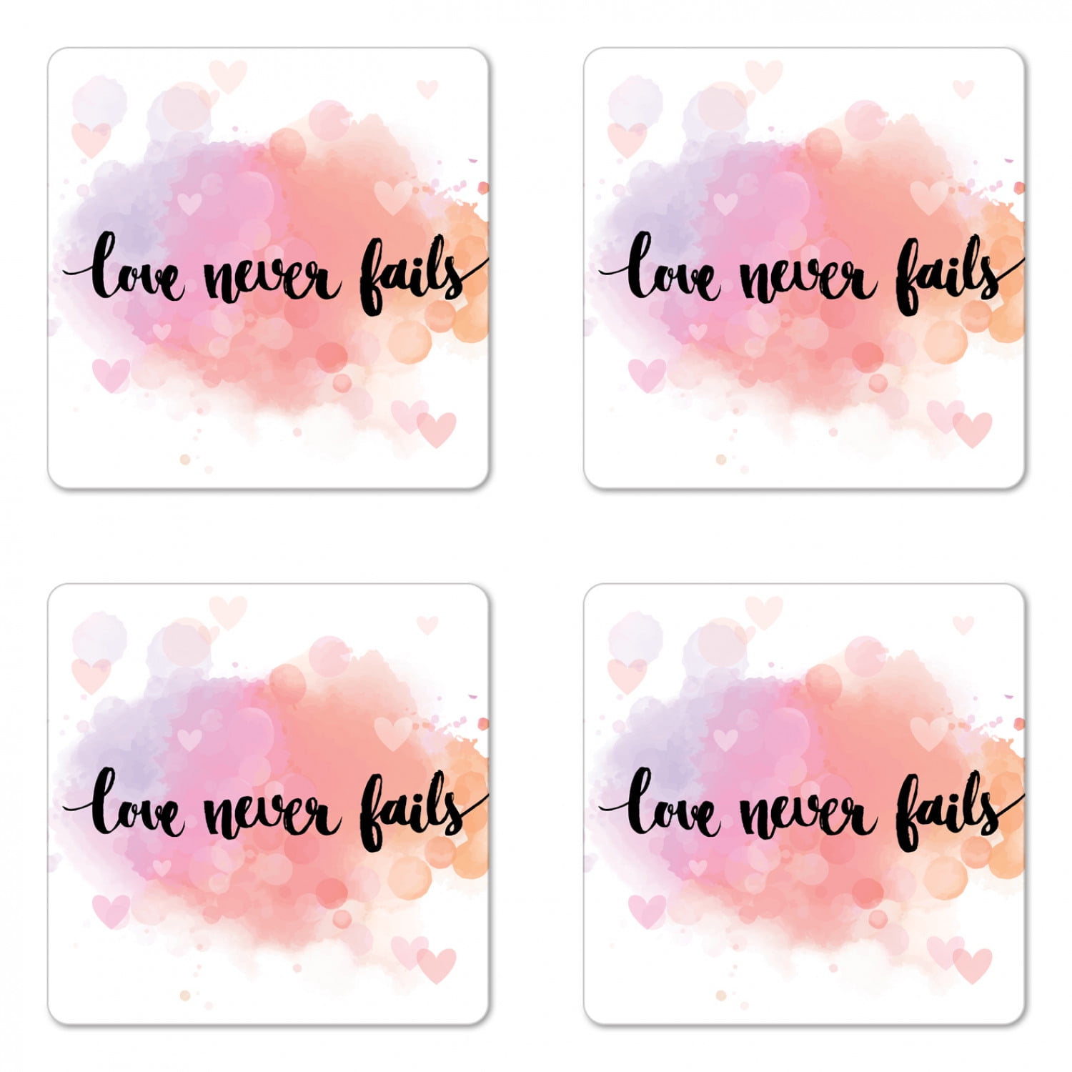 Saying Coaster Set of 4, Romantic Phrase About Love and Friendship Love ...