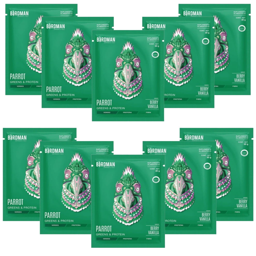 Paquete Birdman Parrot Proteína Vegetal Berry Vainilla 30 g 10 sobres ...