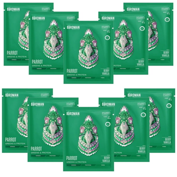 Paquete Birdman Parrot Proteína Vegetal Berry Vainilla 30 g 10 sobres ...