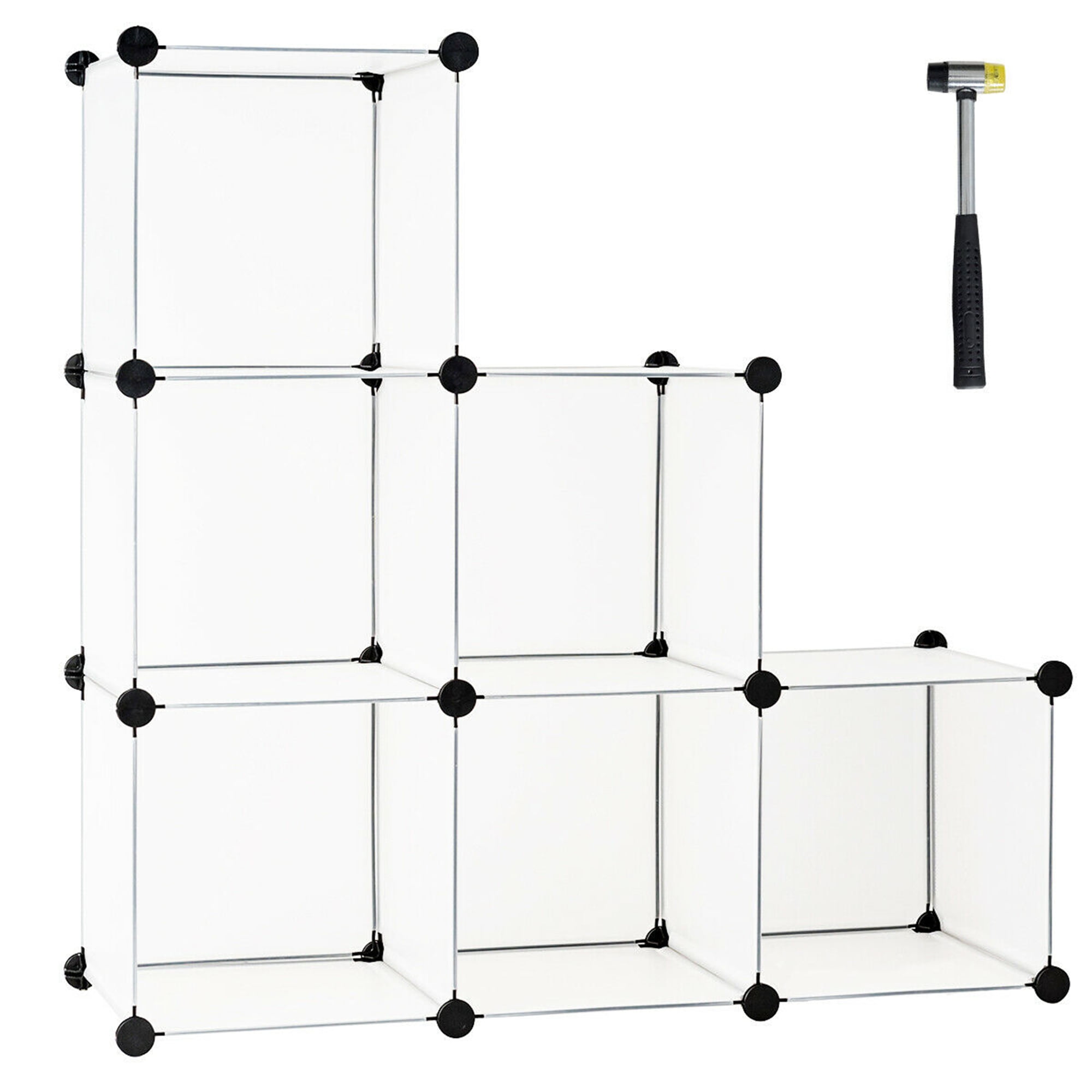 Gymax 6 Cube Storage Organizer Plastic Organizer Units w/ Steel Frame ...