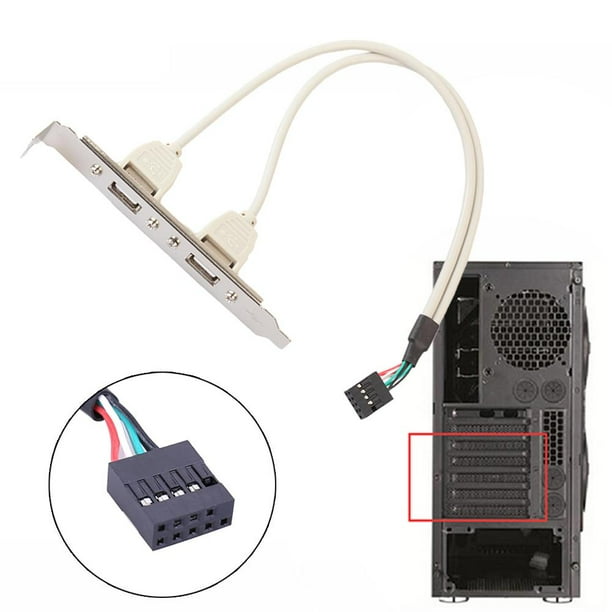 Clairlio 2 Ports USB 2.0 Female to 9 Pin Motherboard Header Cable ...
