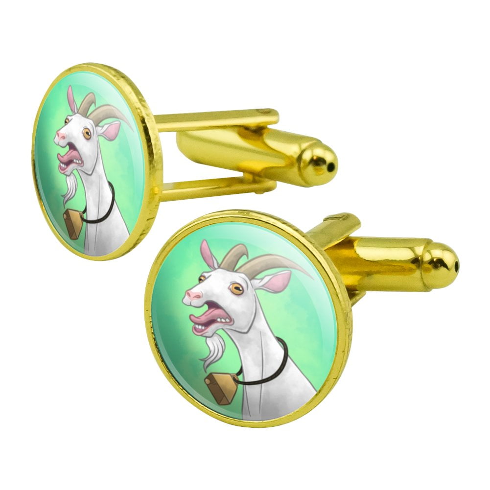 Screaming Goat Round Cufflink Set Gold Color - Walmart.com