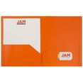 JAM Paper Plastic 2 Pocket School POP Folders, Orange, Bulk 96/pack ...