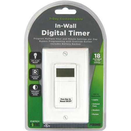 Primewire In-Wall 7-Day Digital Timer with 18 Settings - Walmart.com ...