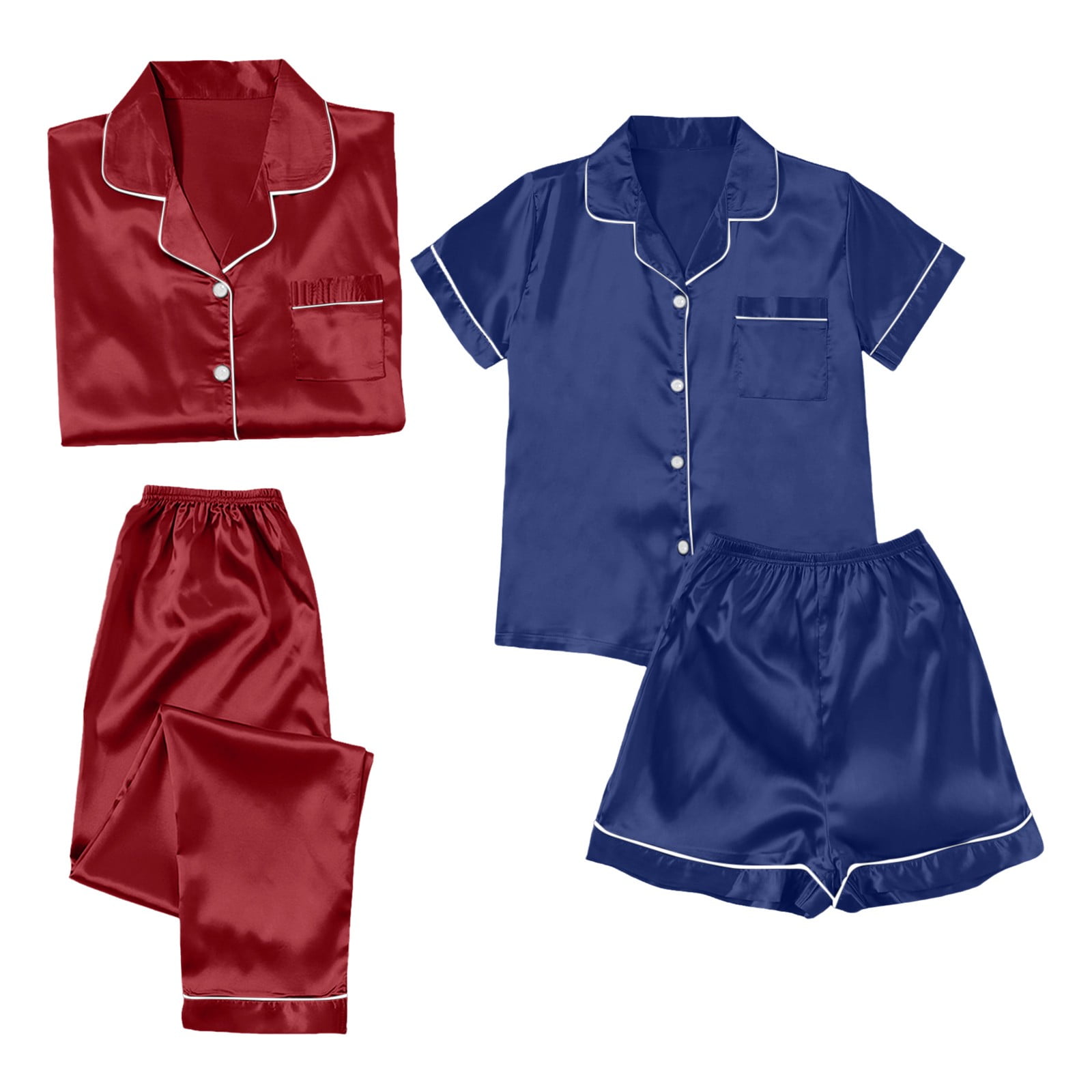 Click here for Weaiximiung Pajama Set Women Silk 2 Pack 4pcs Paja... prices