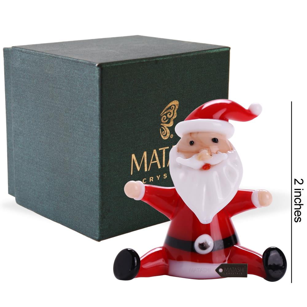 Matashi Murano Christmas Ornament Winter Decorative Glass Sitting Santa ...