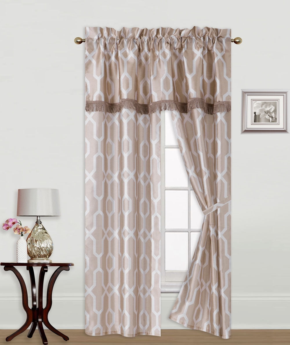 5PC SET SOLID ROD POCKET WINDOW CURTAIN WITH VALANCE AND TIE BACK R4 ...