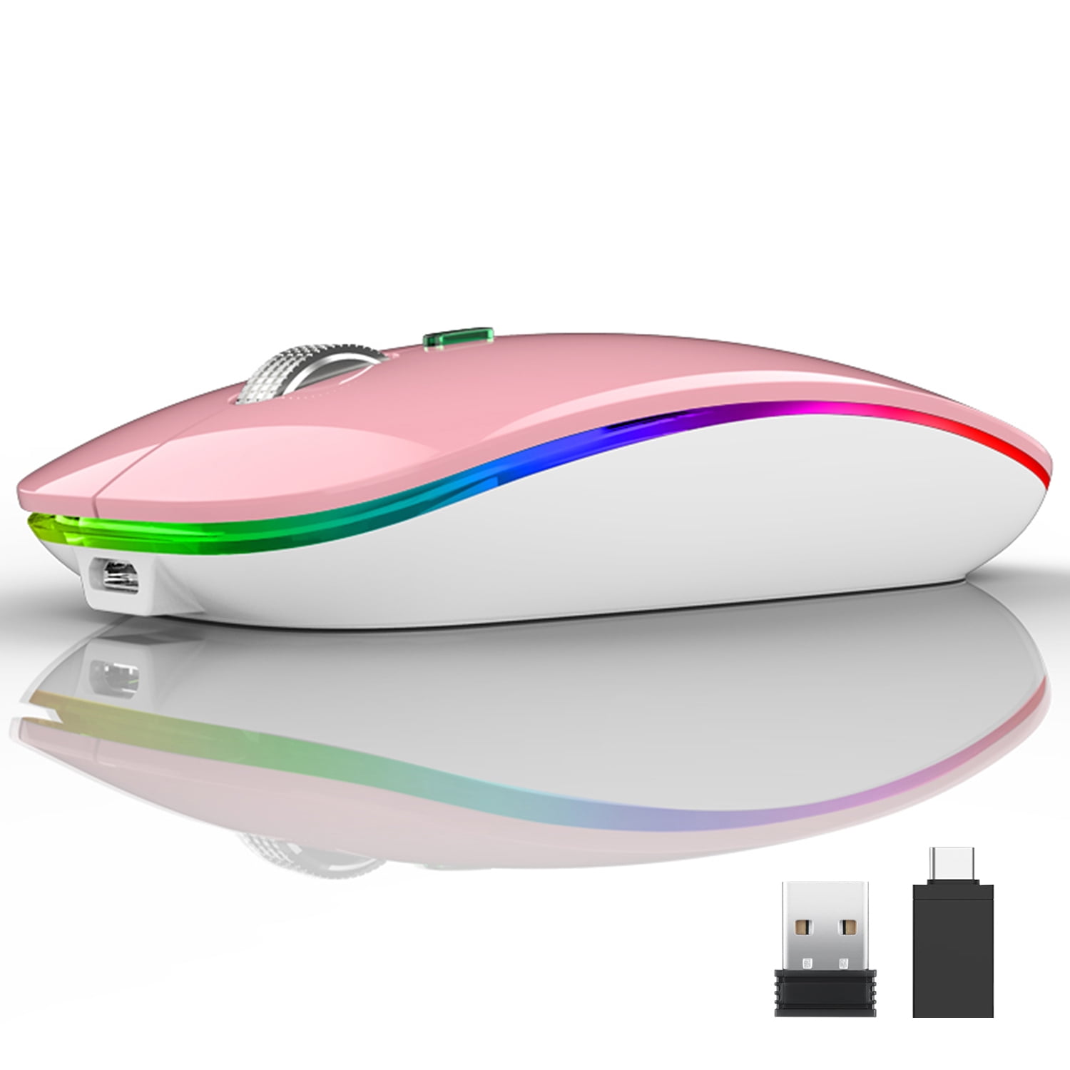 Uiosmuph Wireless Mouse LED Rechargeable Silent Computer Mouse with USB ...