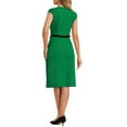 Allegra K Elegant Business Dress for Women's Cap Sleeve Belted Work ...