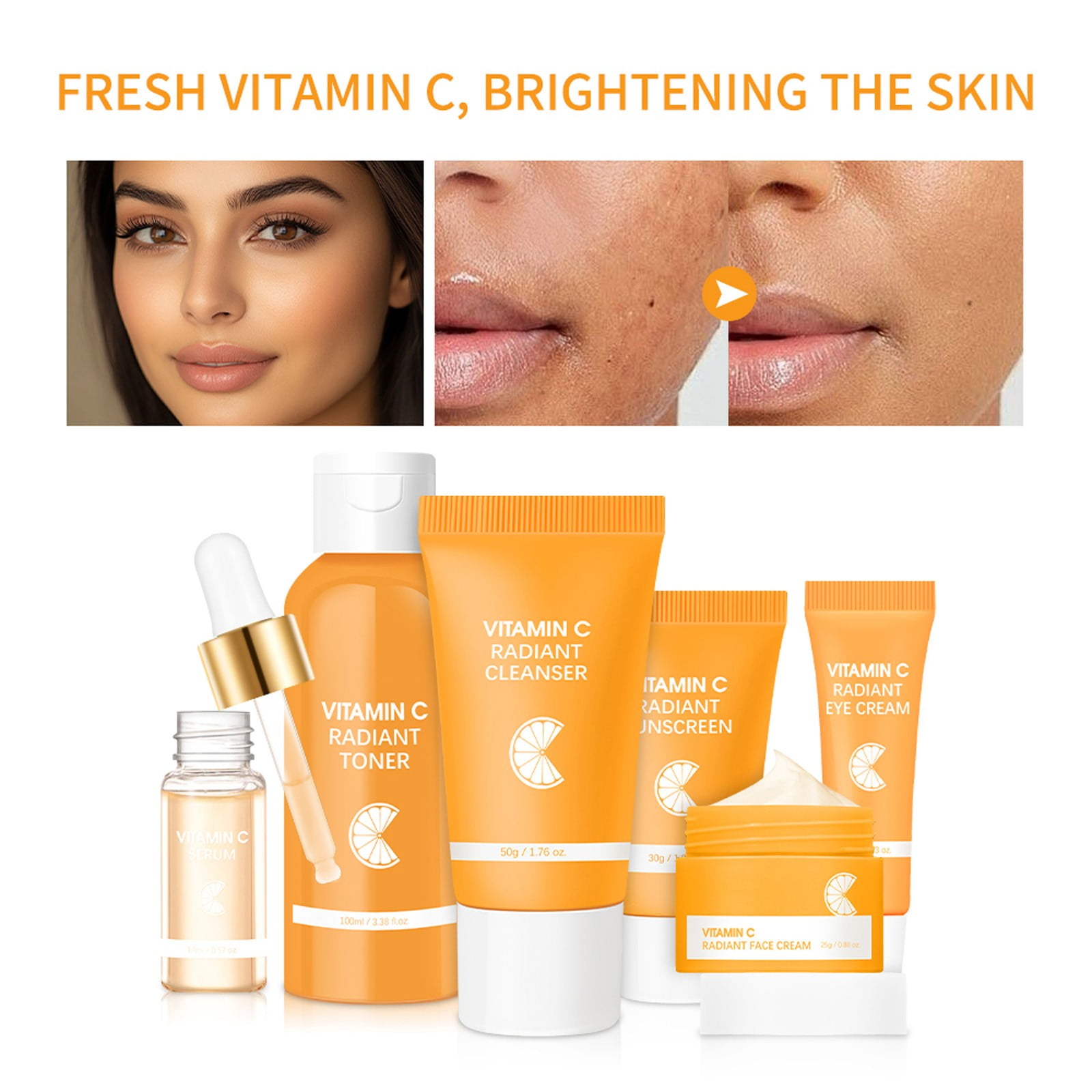 Fiudx Set de Cuidado Facial con Vitamina C, Limpiador Iluminador, Tónico Antioxidante, Crema ...