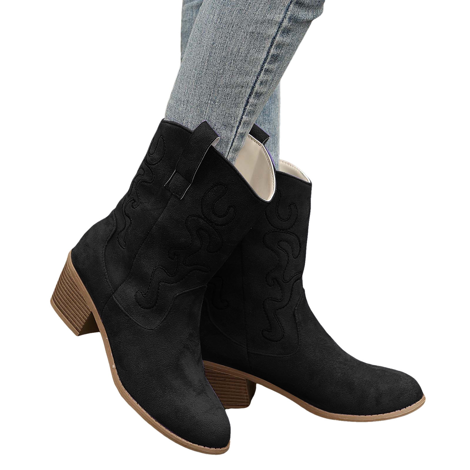 Click here for Oyedens Womens Wide Mid Calf Cowgirl Boots Boho Vi... prices