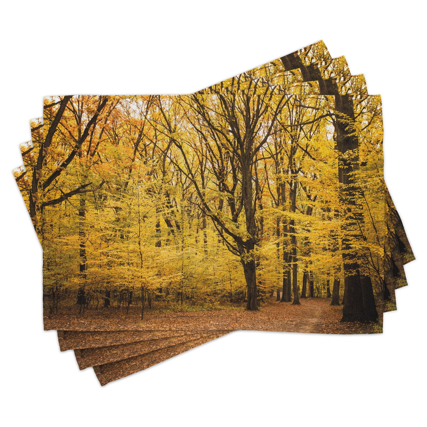 Ambesonne Forest Place Mats Set of 4, Autumn in Nature Theme, Standard ...