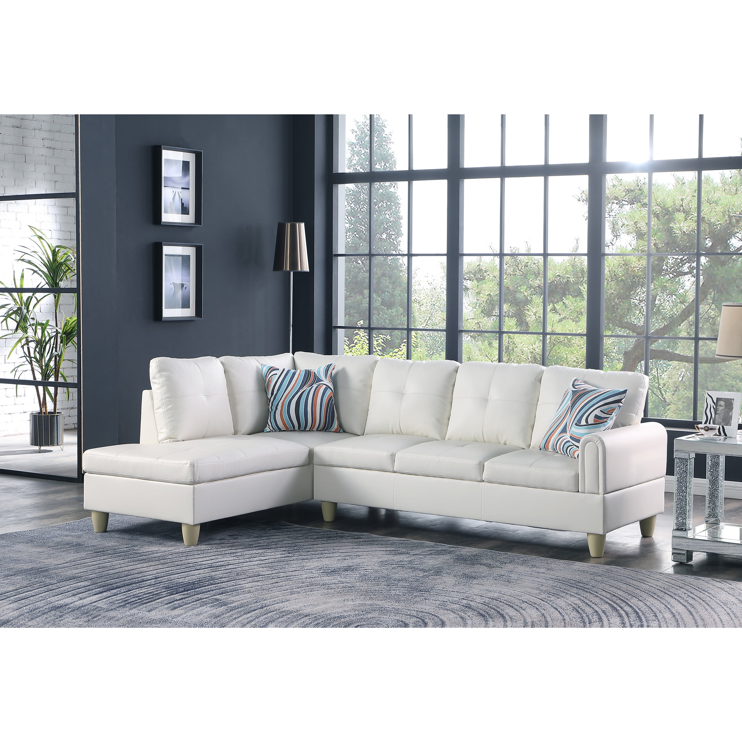 Nobu Modern Large Living Room Furniture Set, 97" Wide 2 Pieces Faux ...