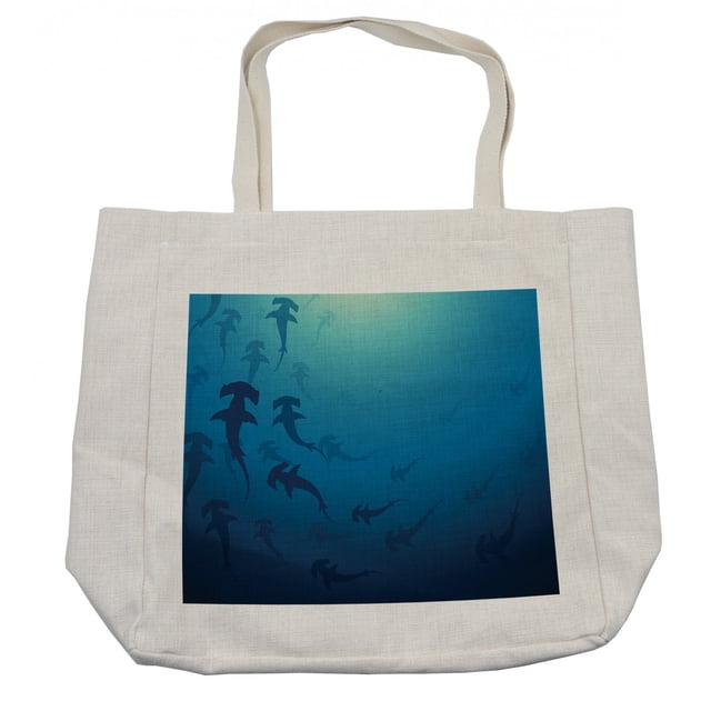 Sea Animals Shopping Bag, Hammerhead Shark Scan Ocean Dangerous ...