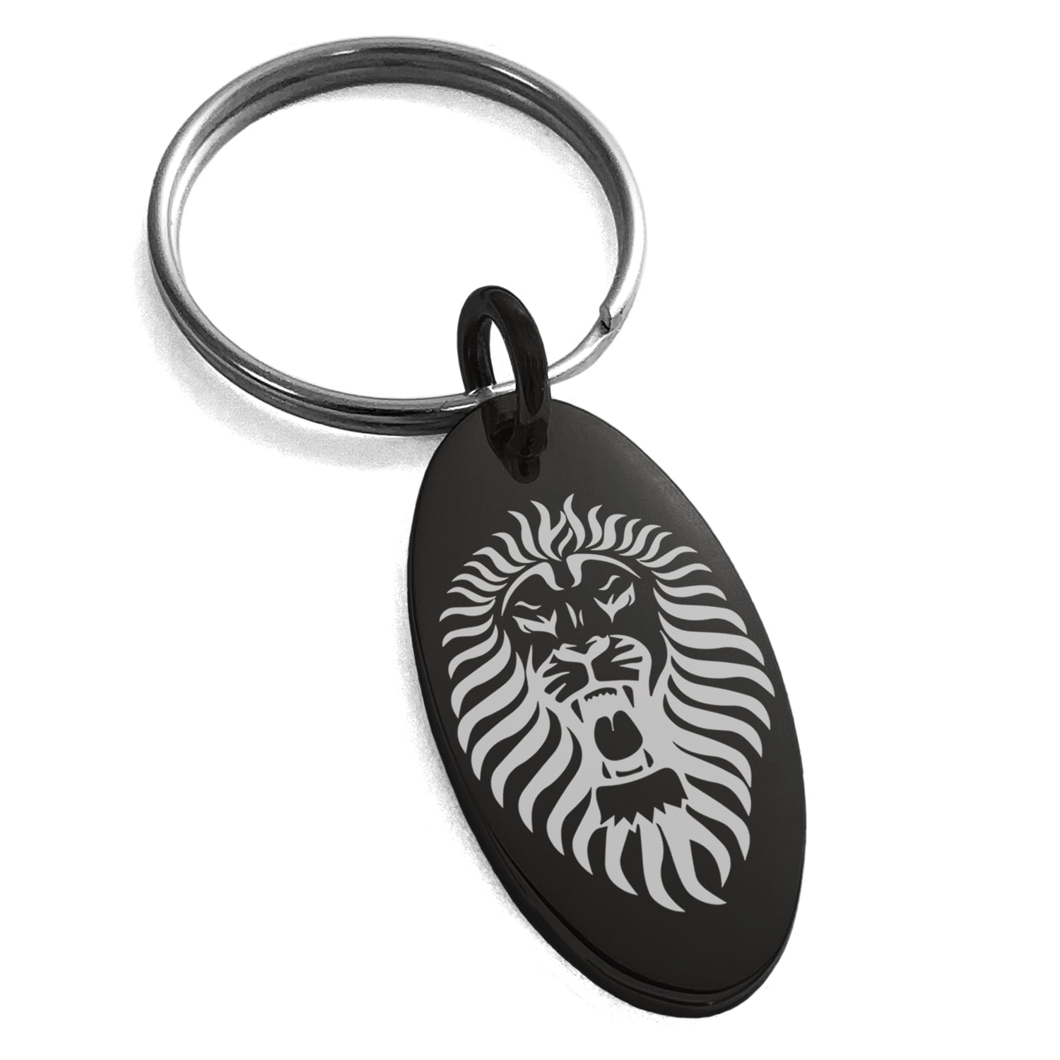 Stainless Steel Pharaoh Lion King Engraved Small Oval Charm Keychain ...