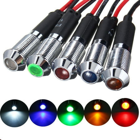 12V 8mm LED Indicator Light Lamp Bulb Dashboard Warning Signal Panel ...