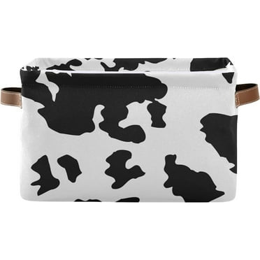 6 Packs Large Storage Bins Cubes Foldable Cow Print Boxes Fabric Cotton ...