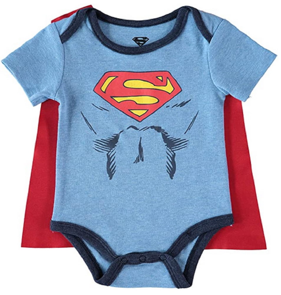 DC Comics Superman Baby Boy Infant Bodysuit Diaper Shirt w/Cape 0-9 ...