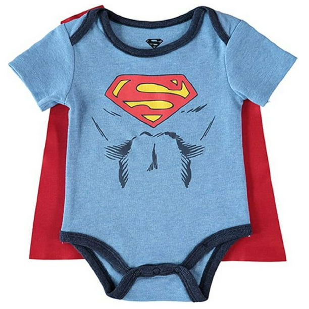 DC Comics Superman Baby Boy Infant Bodysuit Diaper Shirt w/Cape 0-9 ...