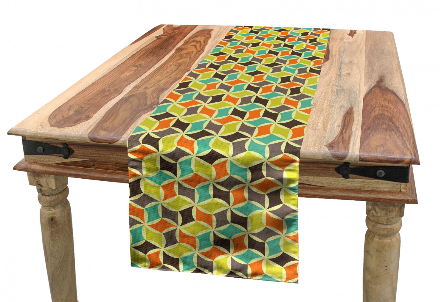 Colorful Table Runner, Retro Hipster Fashion Geometrical Abstract ...