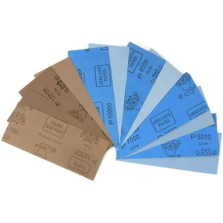 ALmi 9x3.6 inch 18 Sheets Sandpaper, Wet or Dry 5000-15000 Grit 6 ...
