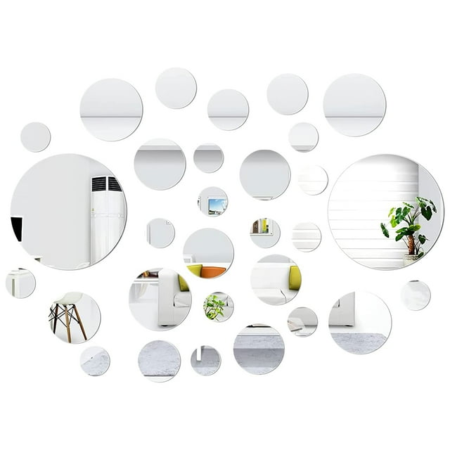 26 pieces Round mirror wall decoration stickers Acrylic Round mirror ...