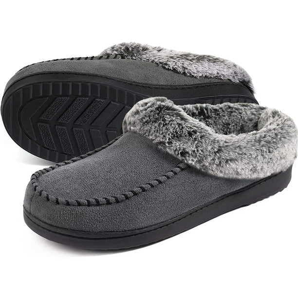 RockDove Women's Faux Fur Collar Moc Toe Clog Slipper - Walmart.com