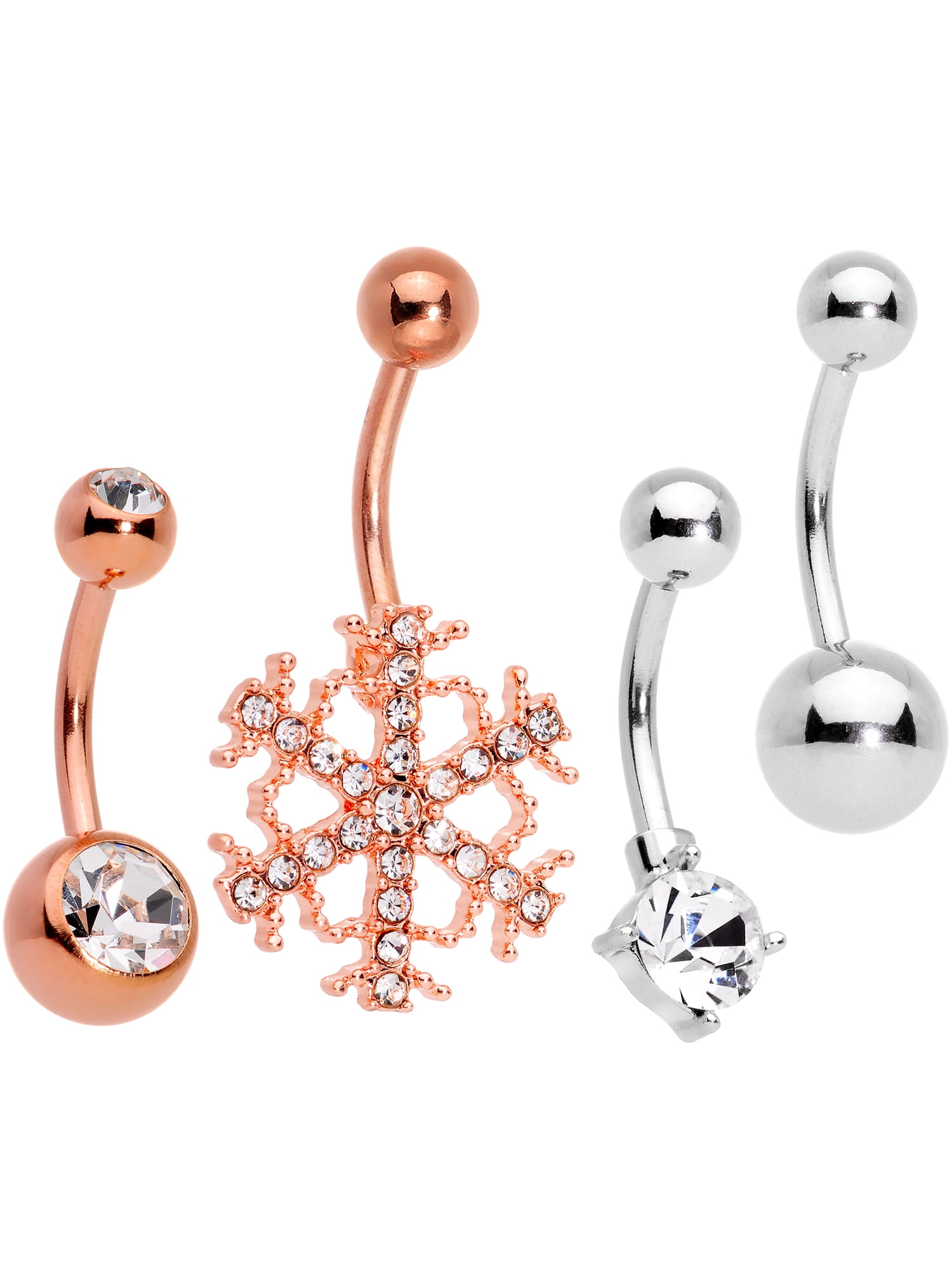 Body Candy 14G 4PC Steel Navel Ring Clear Accent Holiday Winter ...