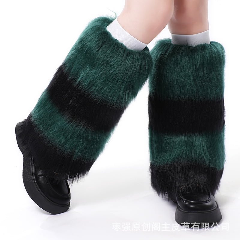 Inevnen 1 Pair Faux Fur Cuffs Furry Long Leg Warmer Wrist Cuff Warmer ...