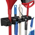 Mop and Broom Holder Wall Mount - Garage Storage Organizer with 5 Slots ...