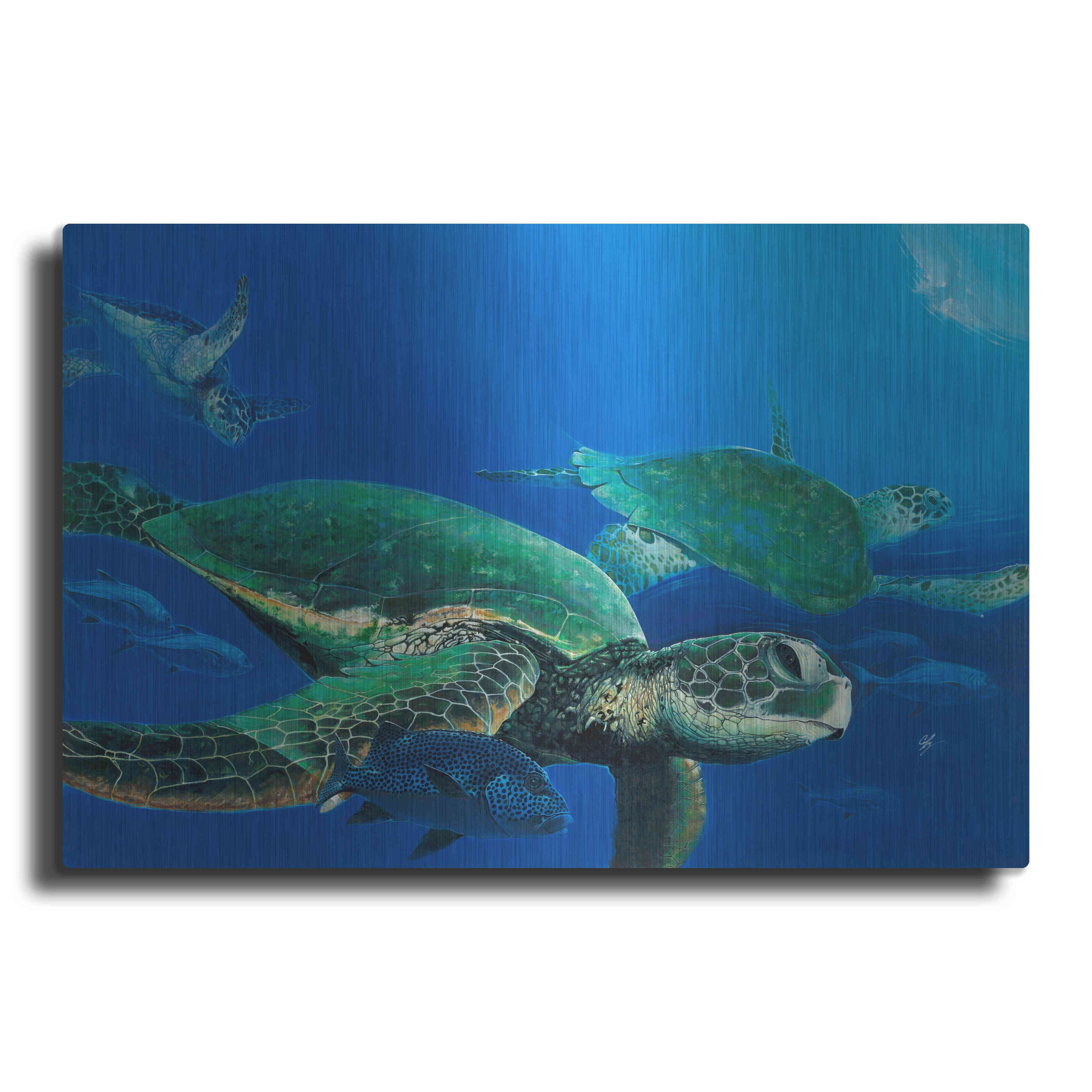 Luxe Metal Art 'Green Sea Turtles' by Durwood Coffey, Metal Wall Art ...