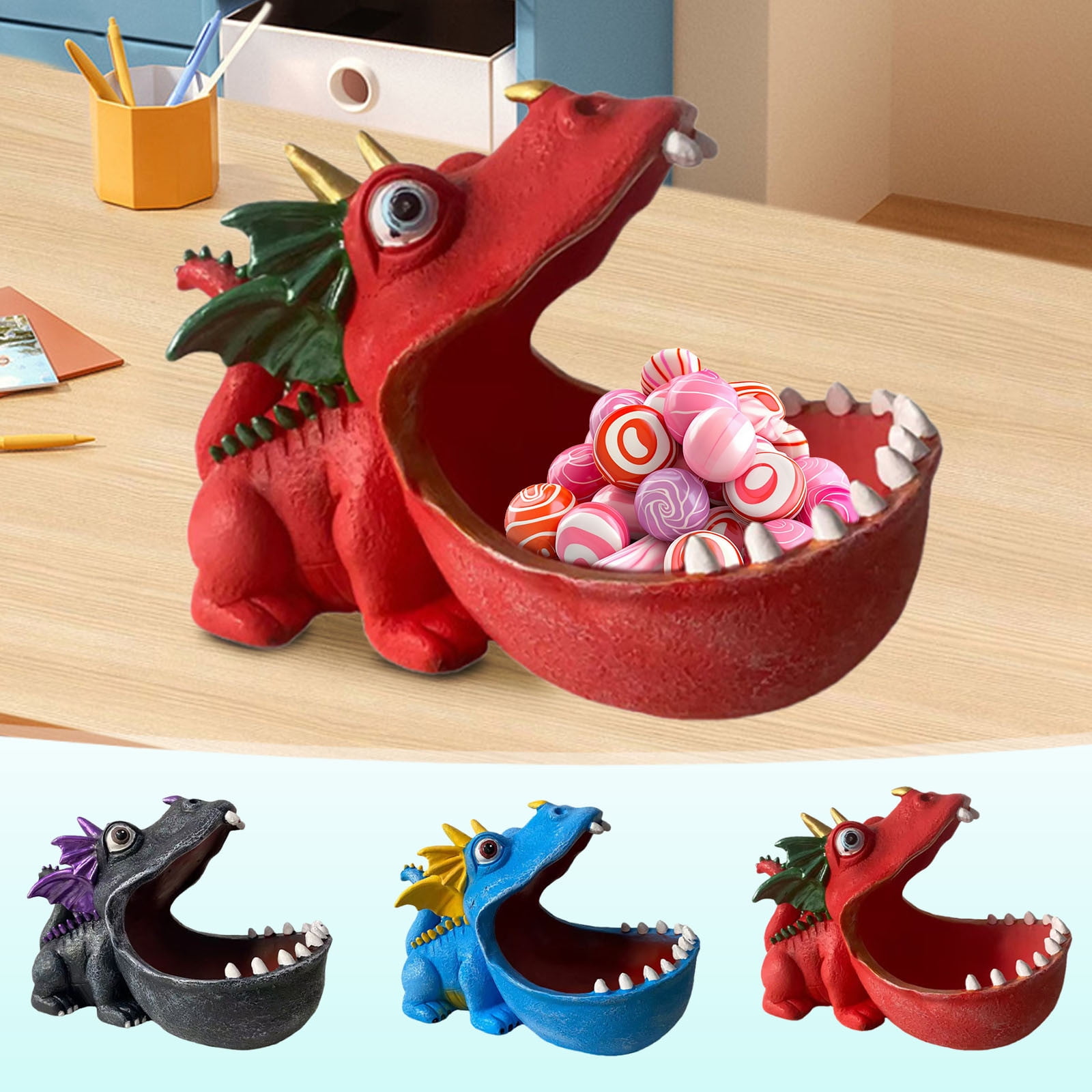 Fiudx Bandeja de Dulces de Dinosaurio, Bonita Bandeja de Resina, Decorativa con Forma de ...