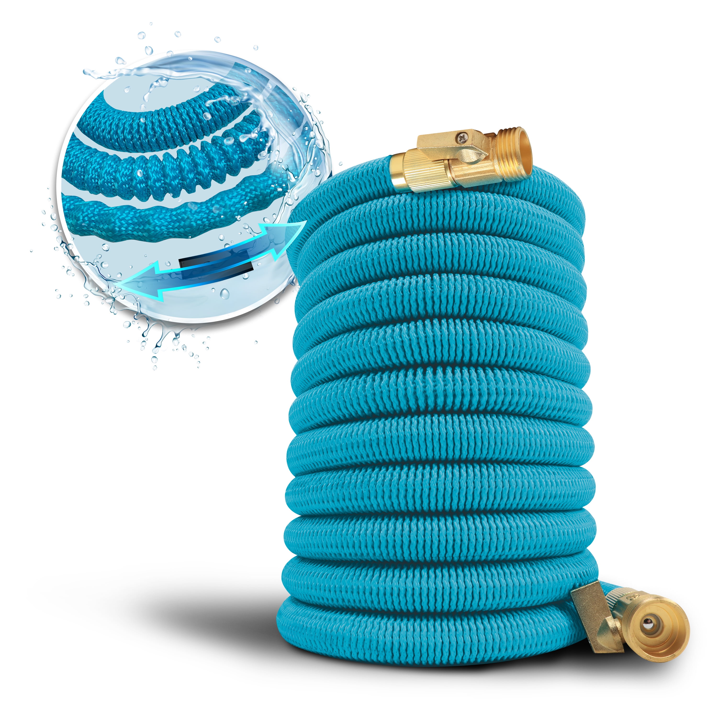 Aqua Joe Kink-Free 50-Foot Expandable Garden Hoses W/ Heavy-Duty Brass ...