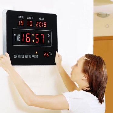 Sharp Atomic Wall Clock, Jumbo 3" LED Display, In/Out Temp, Battery ...