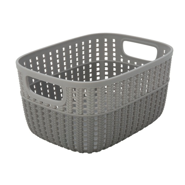 Simplify 2-Tone Decorative Small Plastic Storage Basket in Grey ...