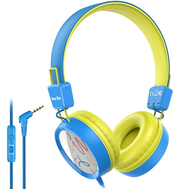 New Bee Kids Headphones, 3.5mm Jack Wired Headphone W/Mic, Adjustable ...