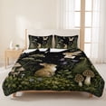 Cute Rabbit 3 Piece Quilt Bedding Set with 2 Pillow Shams, Midnight ...
