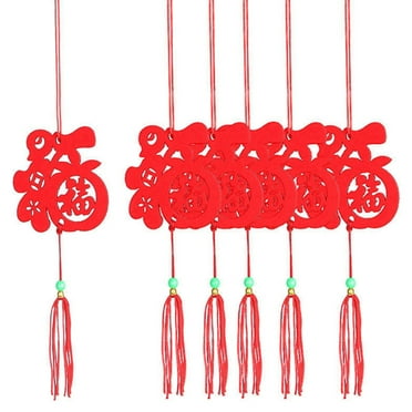 14" ( Set of 5 ) Red Good Fortune (Fu) Oriental Chinese Red Fu Paper ...